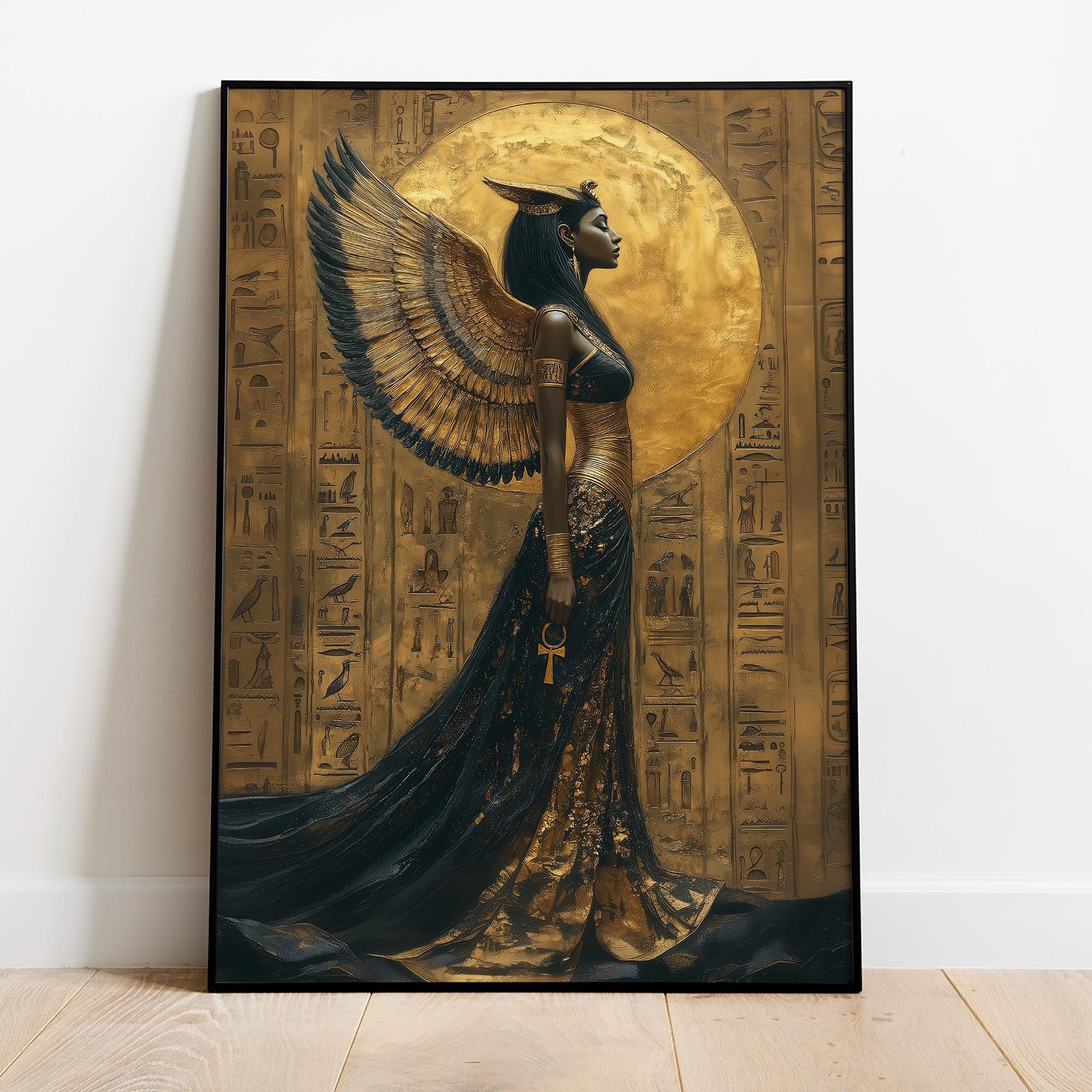 Bastet Wall Art Nouveau Print, Egyptian Goddess of War, Egyptian ...