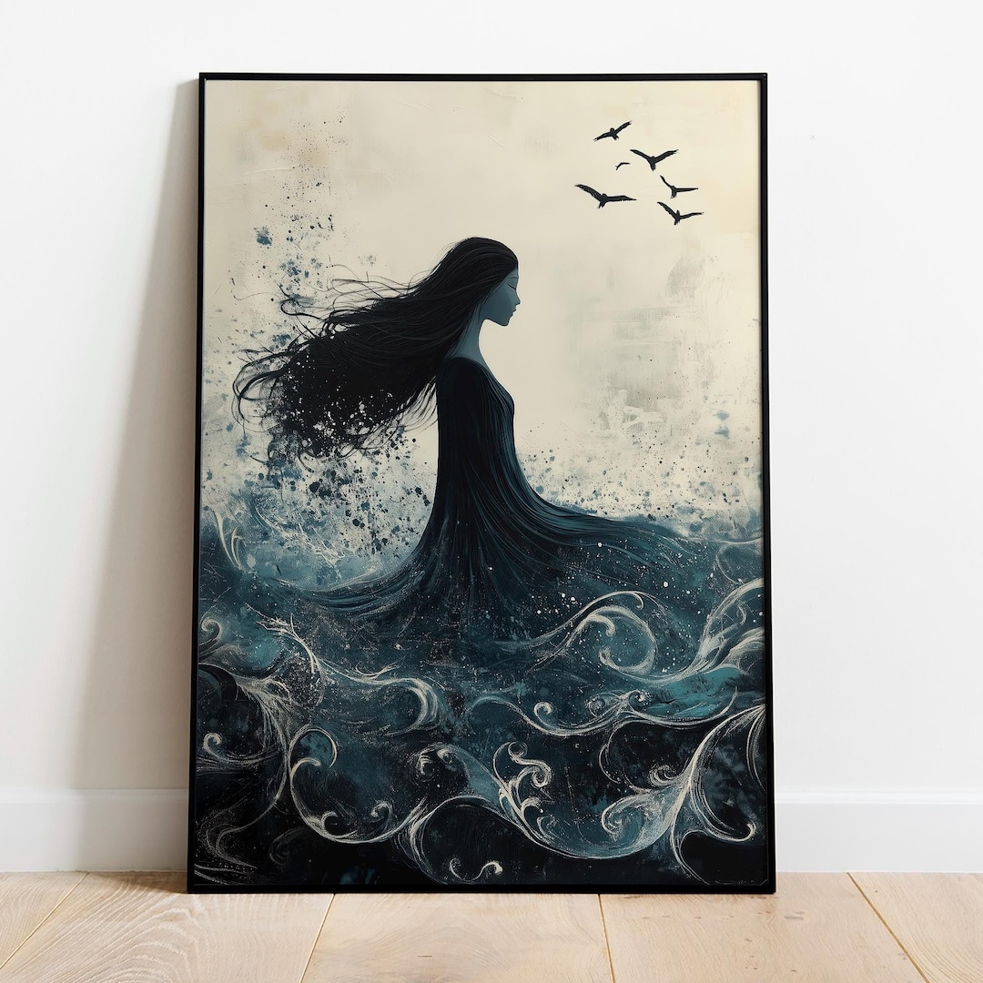 Sedna Goddess of the Sea Wall Art | Inuit Mythology Decor | Moody Blue ...