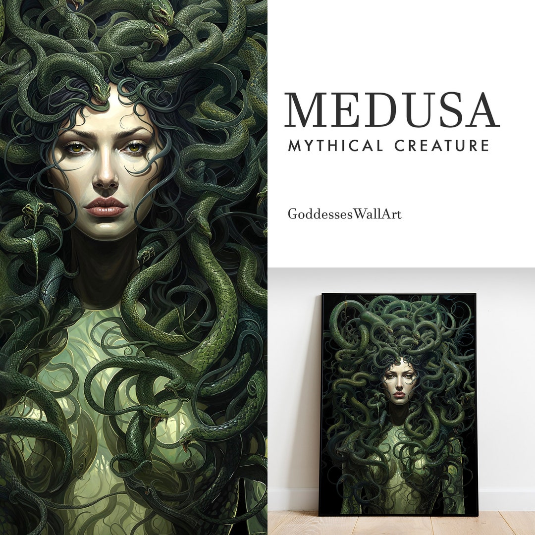 Medusa Print Mythical Creatures Art, Fantasy Decor, Fantasy Creature ...