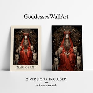 Inari Okami Japanese Goddess of Rice and Foxes, Renaissance Wall Art ...