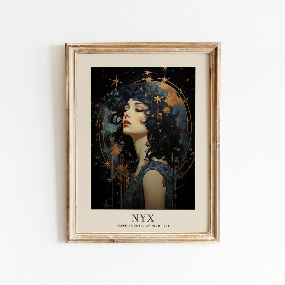Nyx Greek Goddess of Night Sky, Chromolithograph Style, Poster Nyx Wall ...