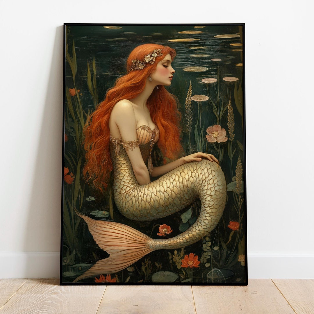 Mermaid Premium Matte Poster, Mythological Creature, Mermaid Wall Art ...