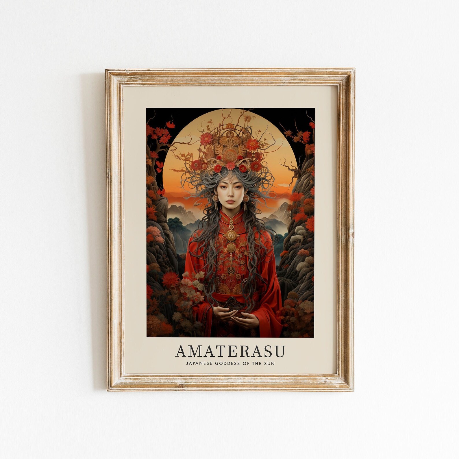 Amaterasu Japanese Goddess of the Sun, Renaissance Painting Wall Art ...