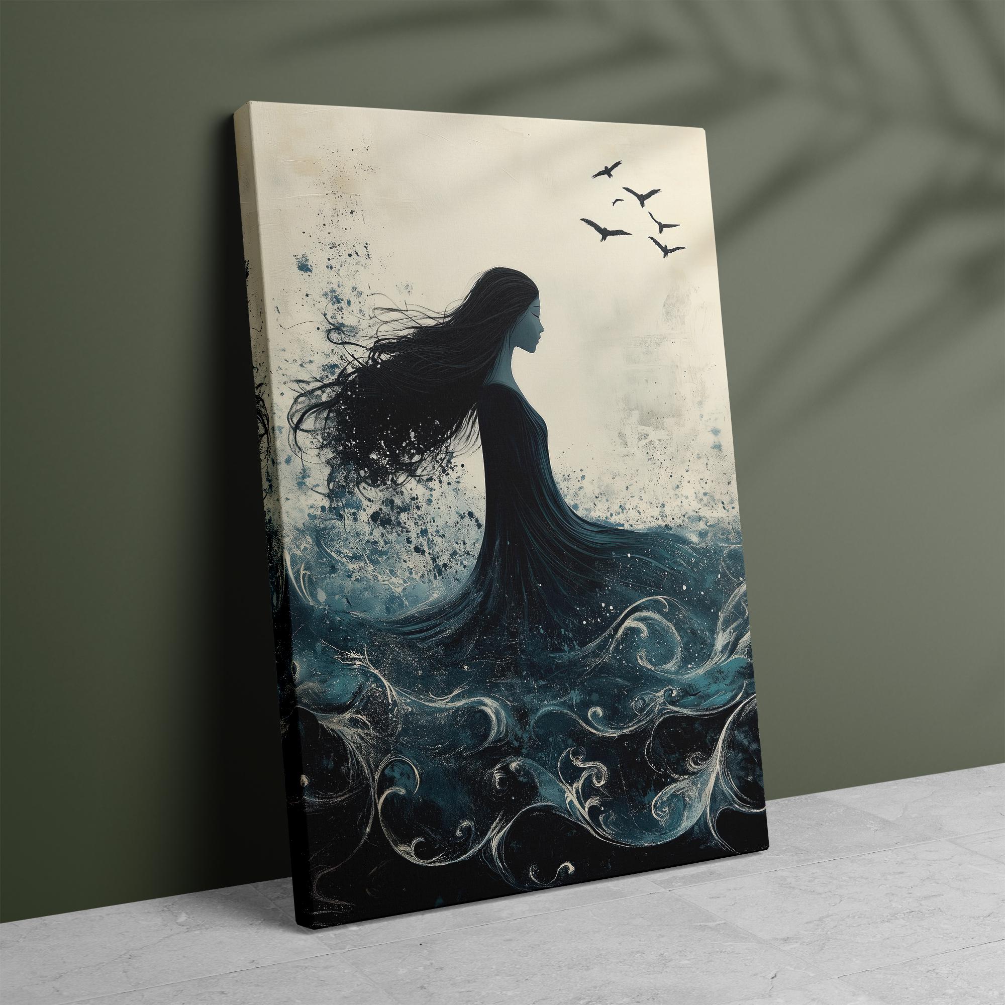 Sedna Goddess of the Sea Wall Art | Inuit Mythology Decor | Moody Blue ...