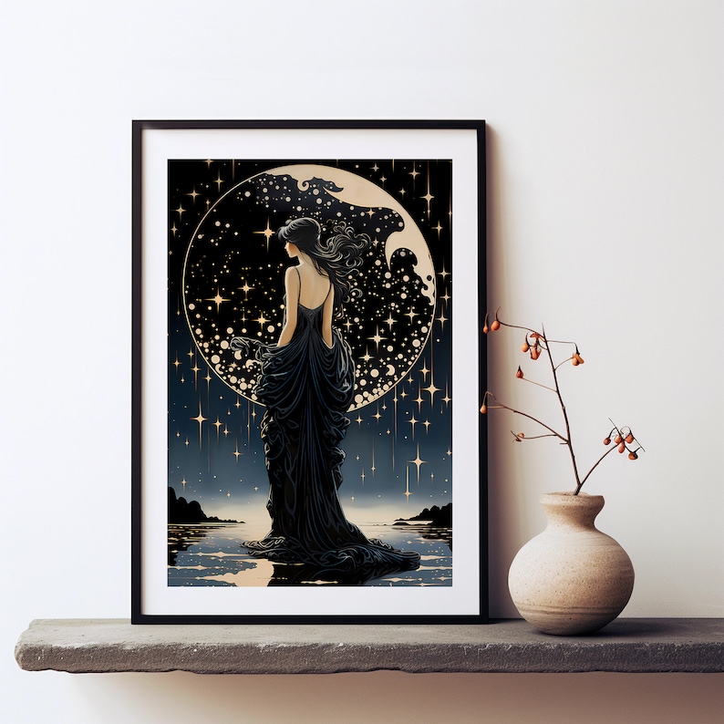 Nyx Art Print, Greek Goddess of the Night Sky Print, Mythology Wall Art ...