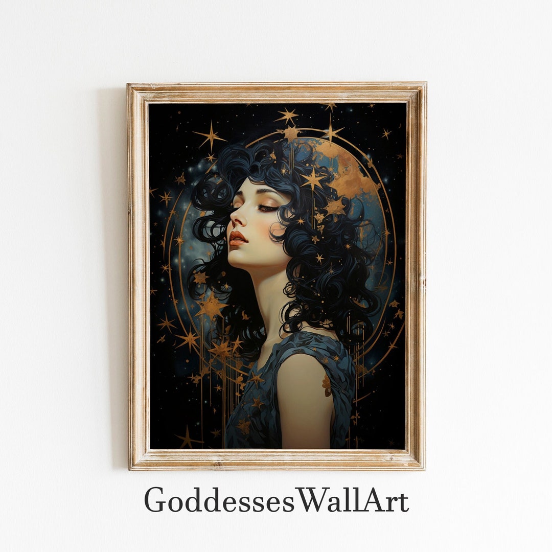 Nyx Greek Goddess of Night Sky, Chromolithograph Style, Poster Nyx Wall ...