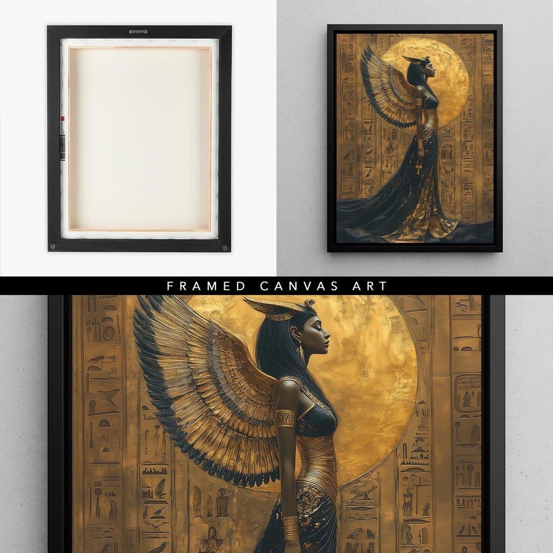 Bastet Framed Canvas Art Nouveau Print, Egyptian Goddess of War, Framed ...