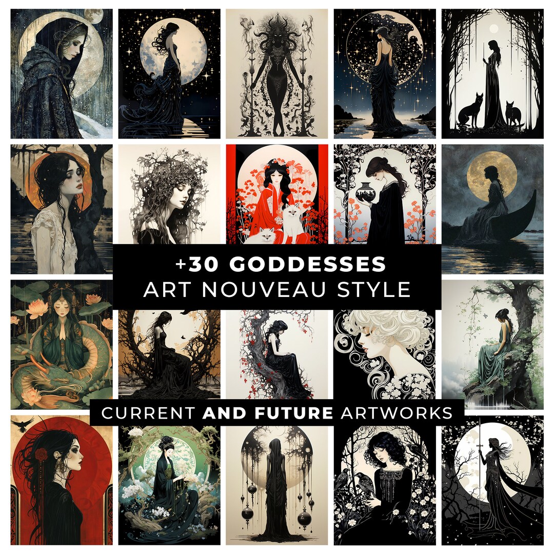 Goddesses Art Nouveau Prints, Mythology Prints, Junk Journal, Bundle ...