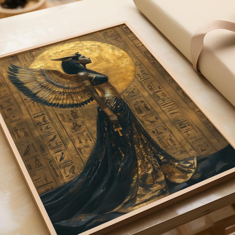 Bastet Wall Art Nouveau Print, Egyptian Goddess of War, Egyptian ...