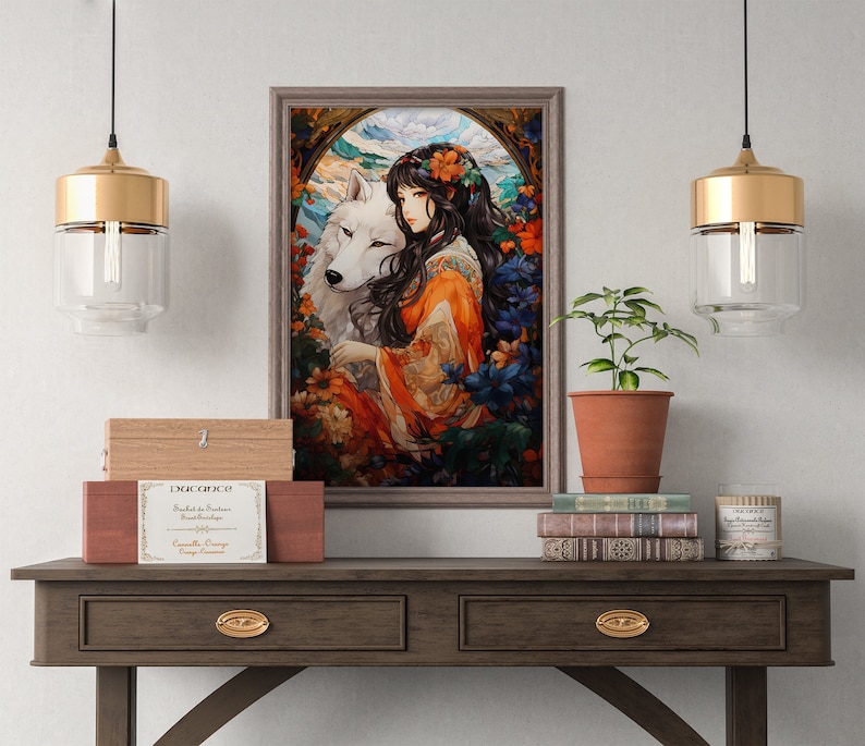 Goddess Inari Okami, Japanese Goddess of Rice and Foxes, Wall Art ...