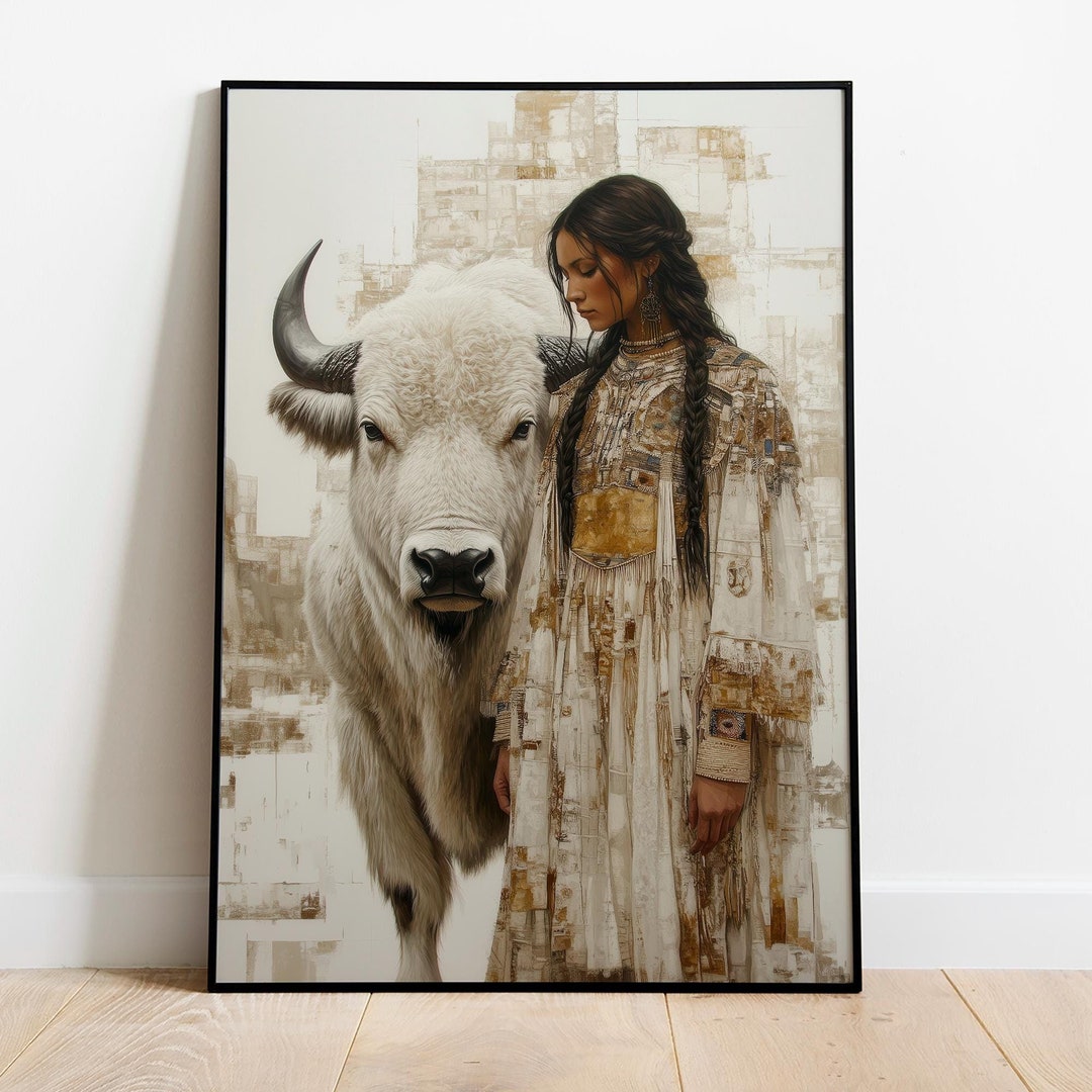 White Buffalo Woman Print, Native American Wall Art, Sioux Mythology ...