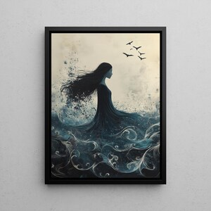 Sedna Goddess of the Sea Wall Art | Inuit Mythology Decor | Moody Blue ...