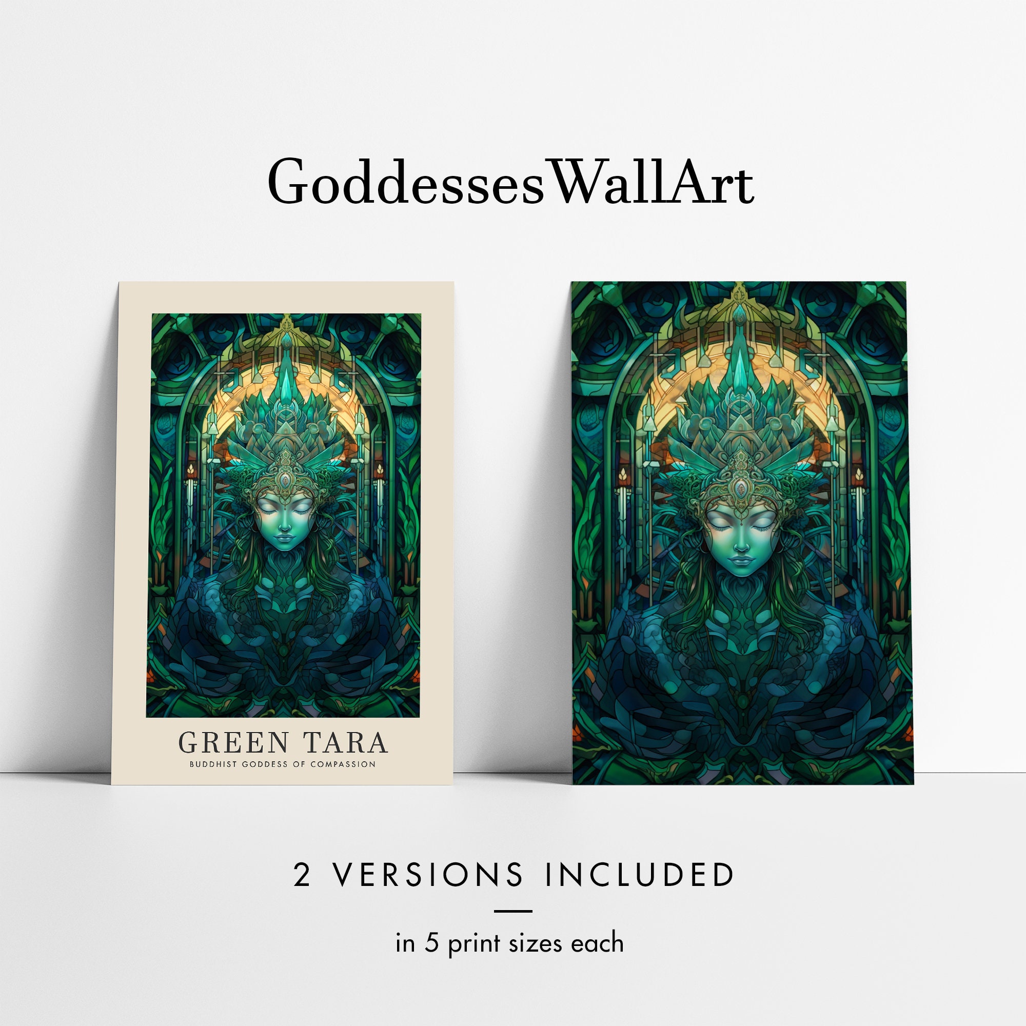 Tara Green Poster, Stained Glass - Bring Enlightenment and Compassion ...