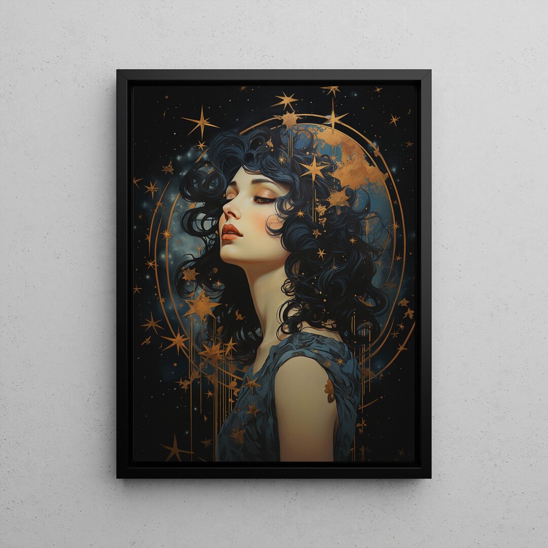 Goddess Nyx Framed Art, Greek Goddess of Night Sky, Framed Canvas ...