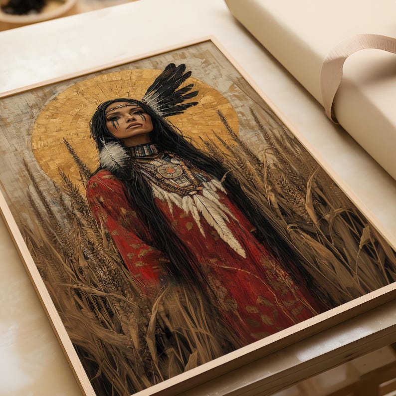 Goddess Selu Print, Cherokee Corn Goddess Wall Art, Native Woman ...