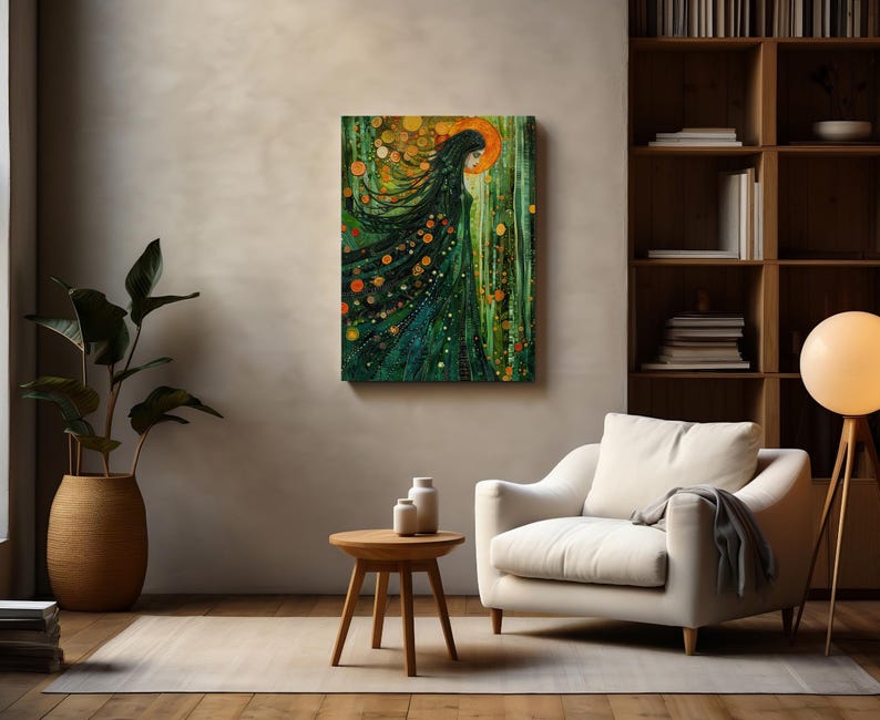 Goddess Flidais Canvas Art Nouveau Print, Celtic Goddess of Forest ...