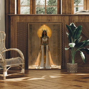 Hathor Poster Art Nouveau Print, Egyptian Goddess of Love, Music and ...