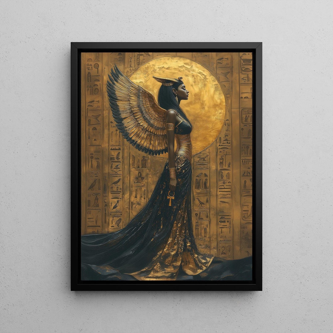 Bastet Framed Canvas Art Nouveau Print, Egyptian Goddess of War, Framed ...