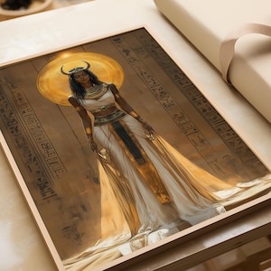 Hathor Poster Art Nouveau Print, Egyptian Goddess of Love, Music and ...