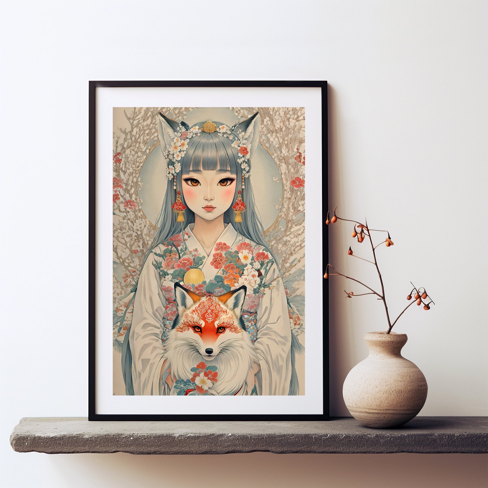 Inari Okami Poster Japanese Goddess of Rice and Foxes - Etsy
