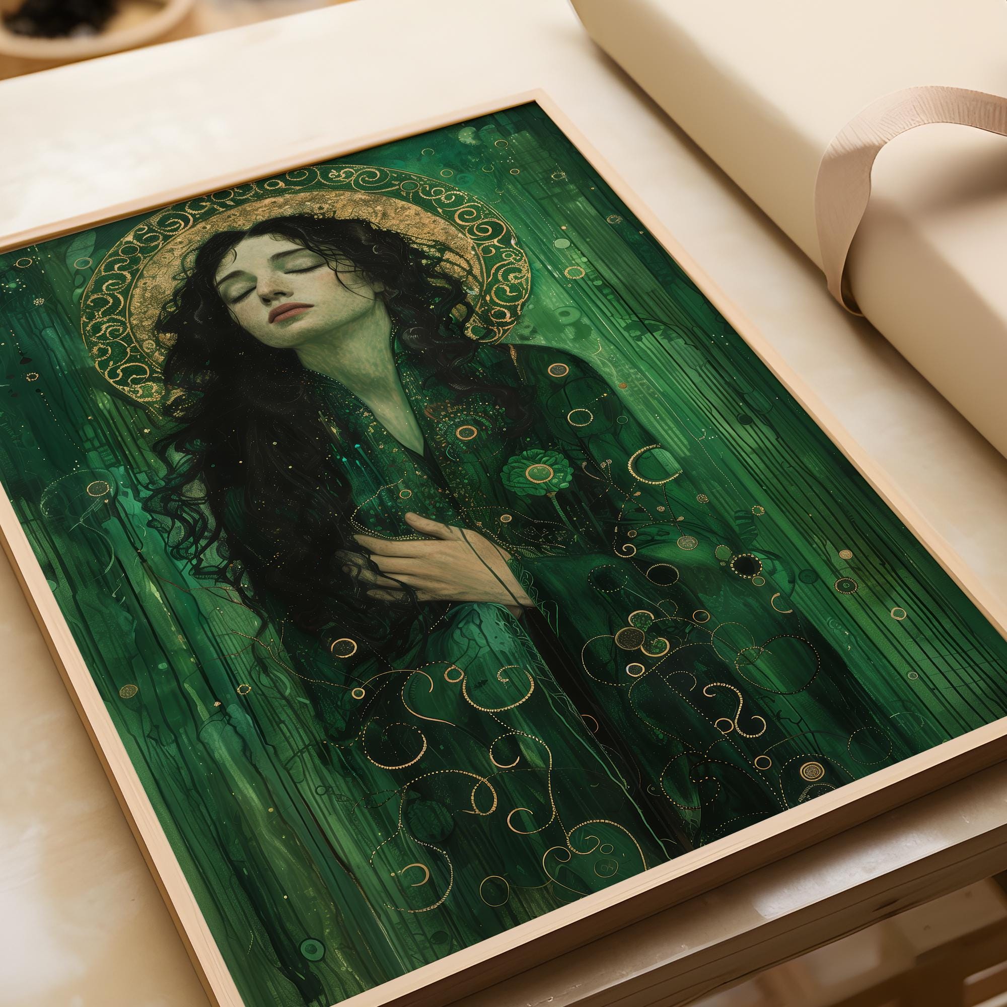 Macha Goddess Wall Art | Celtic Sovereignty Print | Emerald Green ...