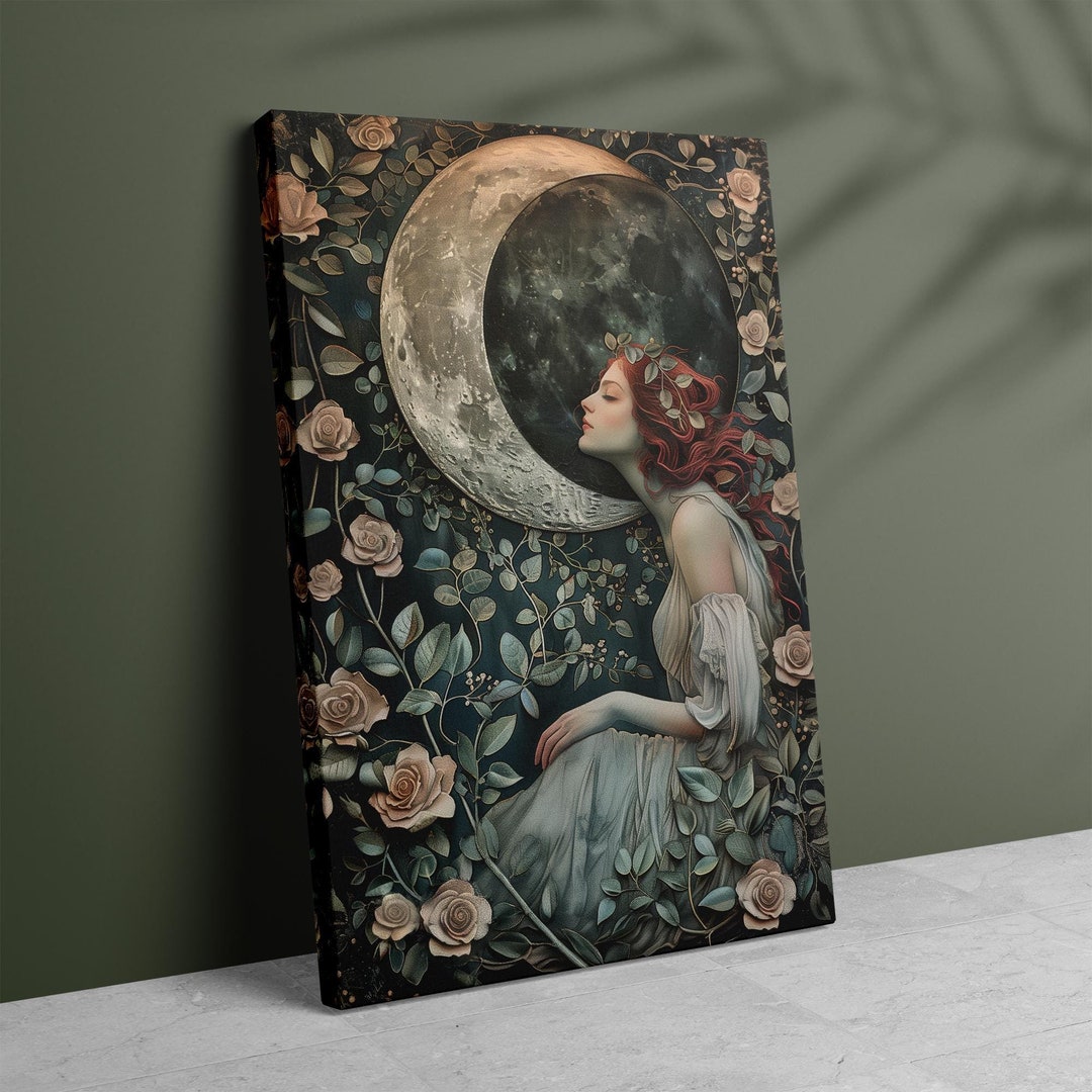 Goddess Selene Canvas Art Nouveau Print, Goddess of the Moon, Greek ...