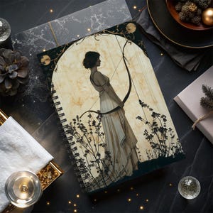 Greek Mythology Spiral Notebook, Goddess Artemis Art Nouveau Print ...
