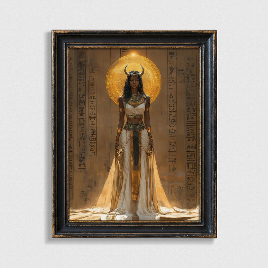 Hathor Poster Art Nouveau Print, Egyptian Goddess of Love, Music and ...