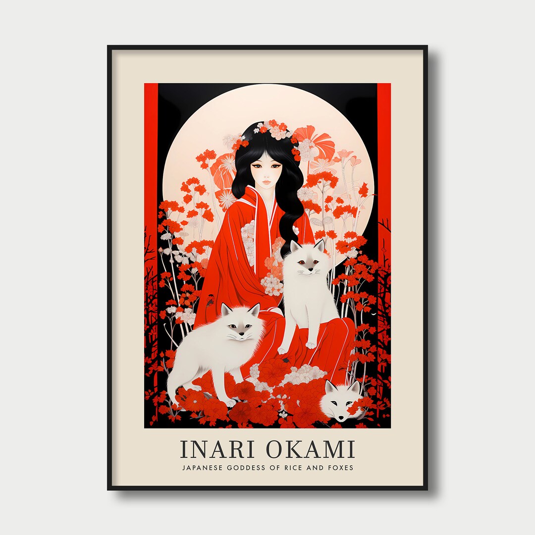 Goddess Inari Okami Japanese Goddess of Rice and Foxes Wall - Etsy