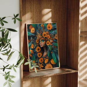 Xochiquetzal Aztec Goddess of Beauty, Flowers and Love, Fantasy Wall ...