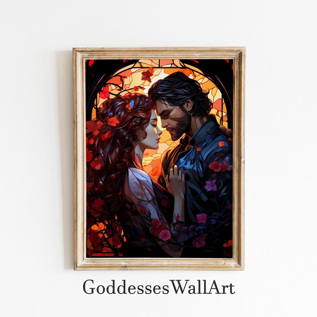 Persephone and Hades Portrait: Love in Darkness Stained Glass, Greek ...