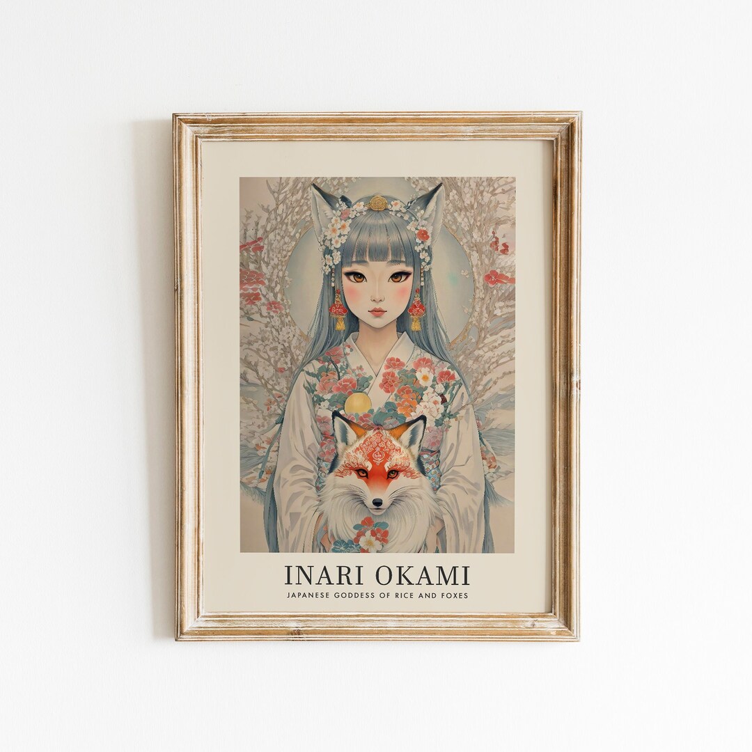 Inari Okami Japanese Goddess of Rice and Foxes, Shinto, Kitsune, Asian ...