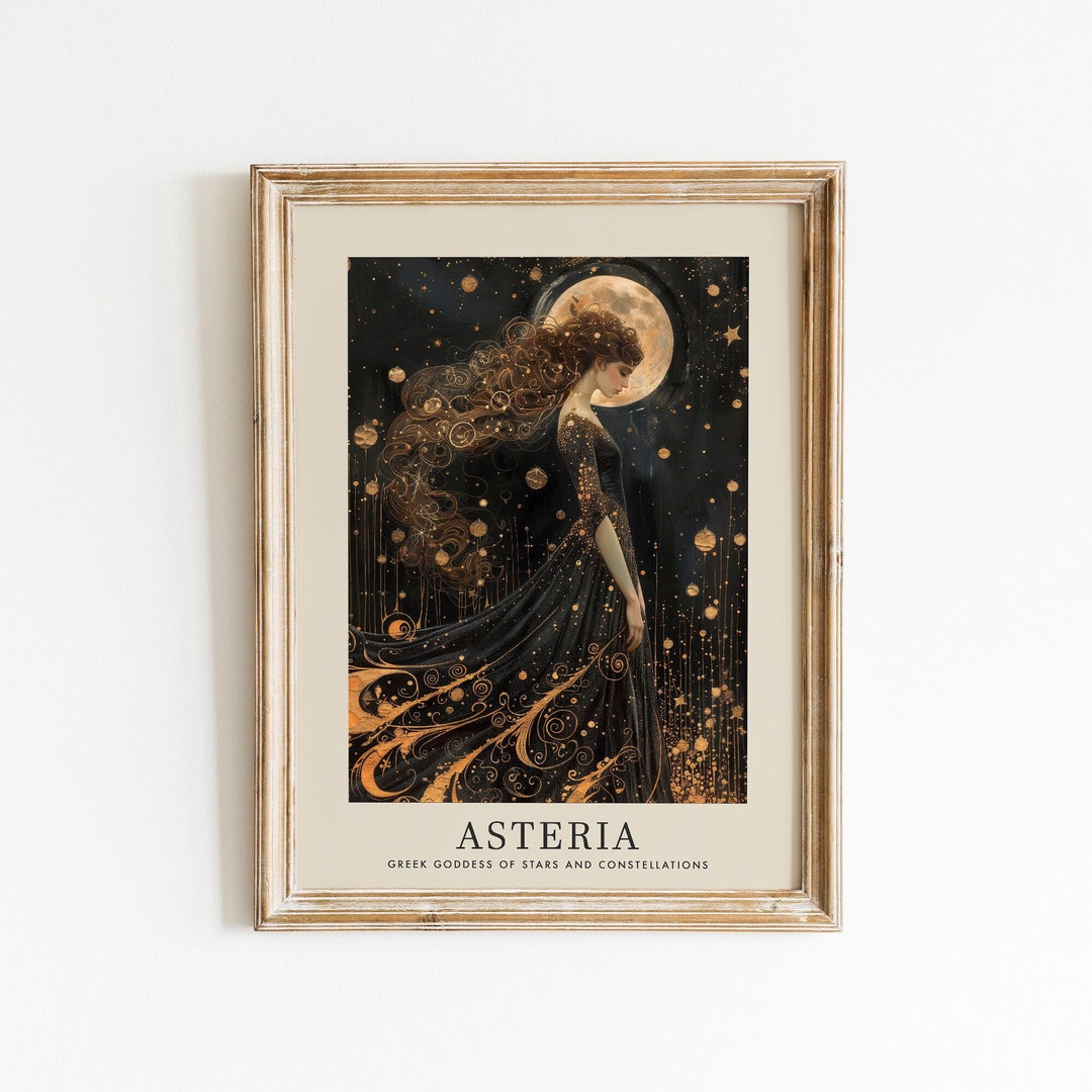 Asteria Greek Goddess of Stars and Constellations, Art Nouveau Style ...