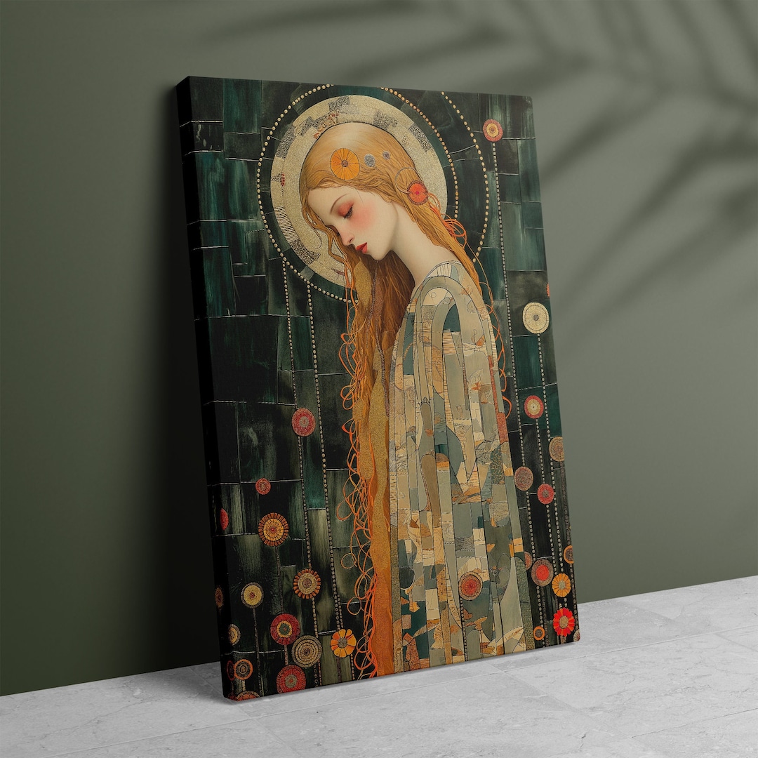 Vesna Goddess Canvas Art, Slavic Spring Goddess Wall Art, Klimt Style ...
