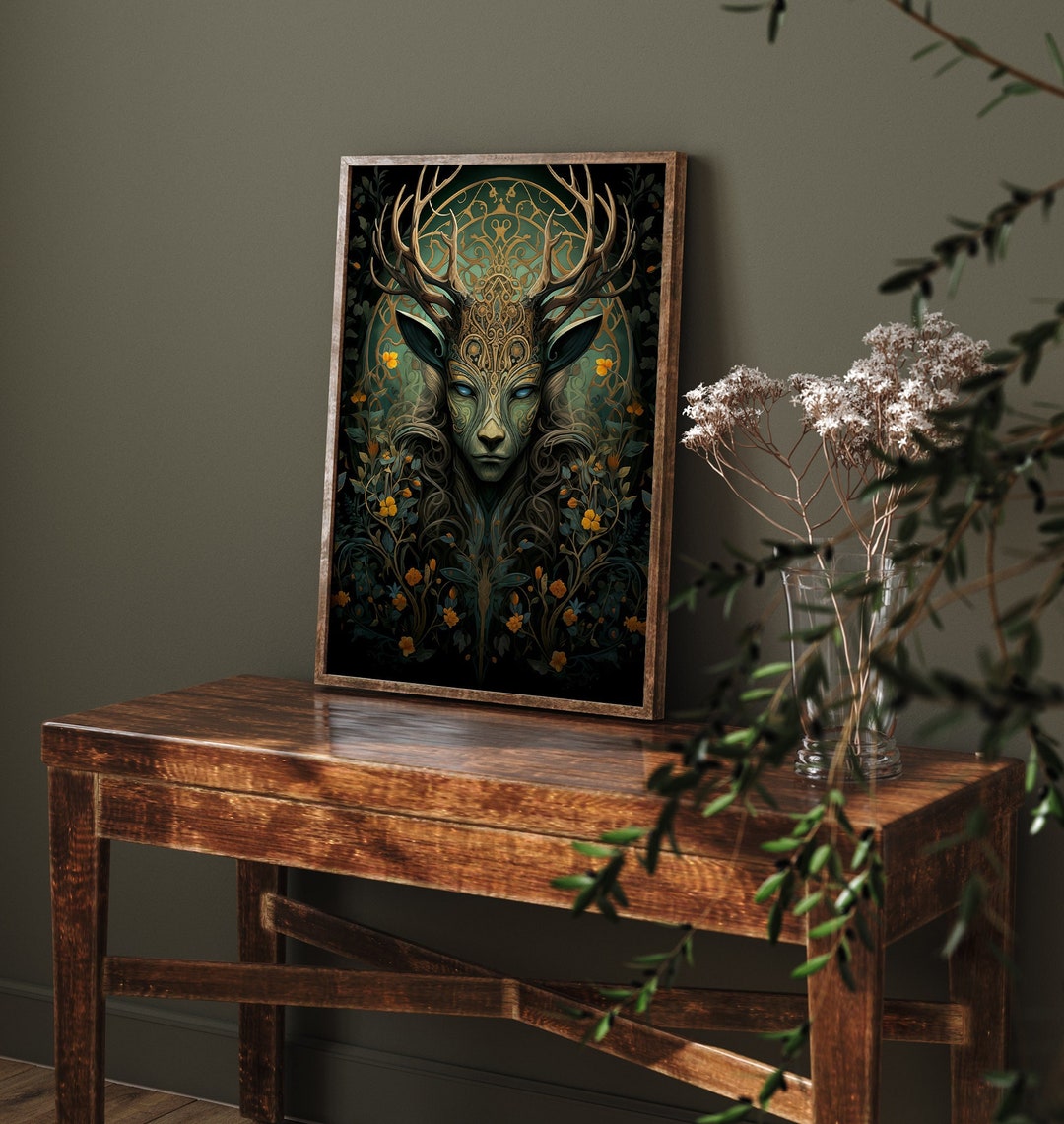 Cernunnos Art Print, Celtic God With Deer Horns, Celtic Mythology Art ...