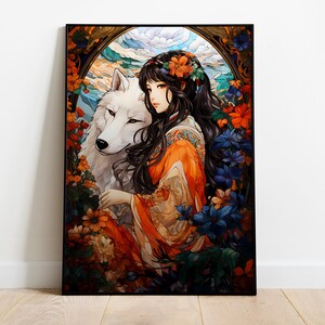 Goddess Inari Okami, Japanese Goddess of Rice and Foxes, Wall Art ...