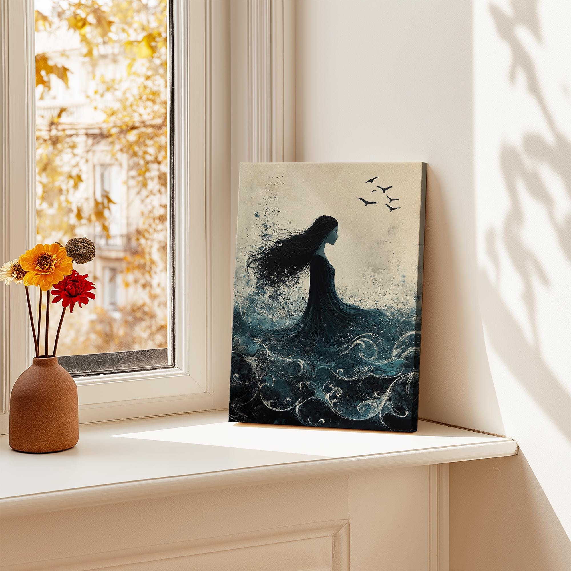 Sedna Goddess of the Sea Wall Art | Inuit Mythology Decor | Moody Blue ...