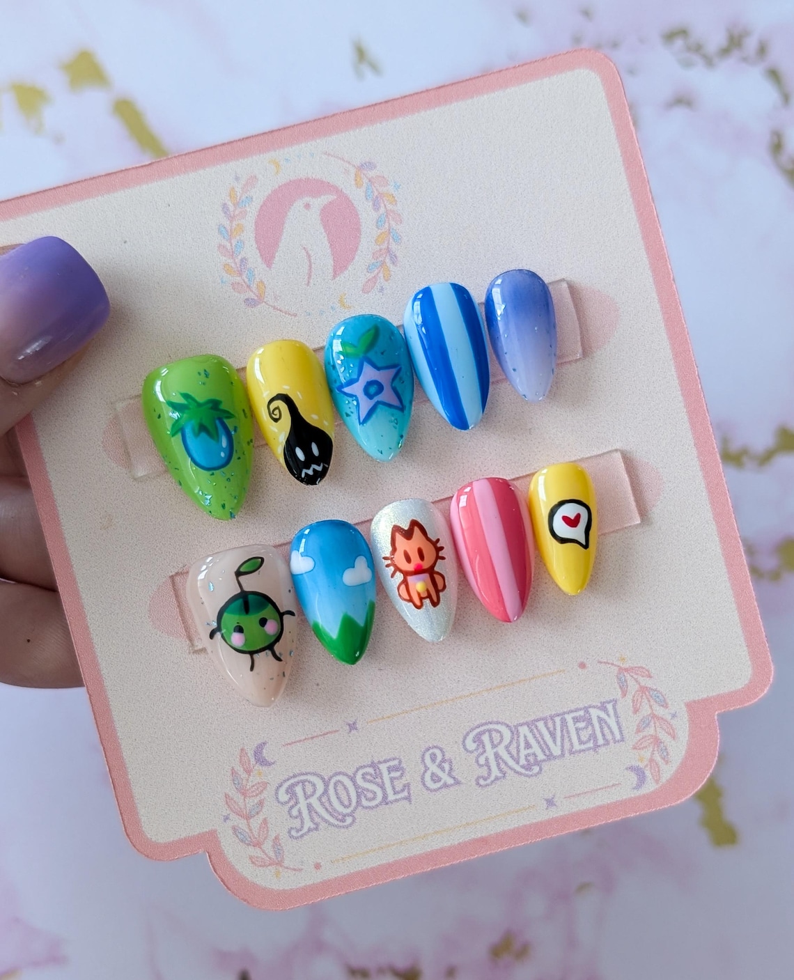 Custom Hand-made Stardew Inspired Press on Nail Set - Etsy