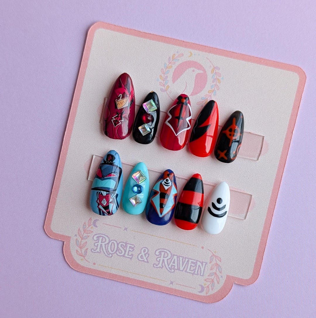 Custom Hand-made Hazbin Hotel: Stayed Gone Inspired Press on Nail Set ...
