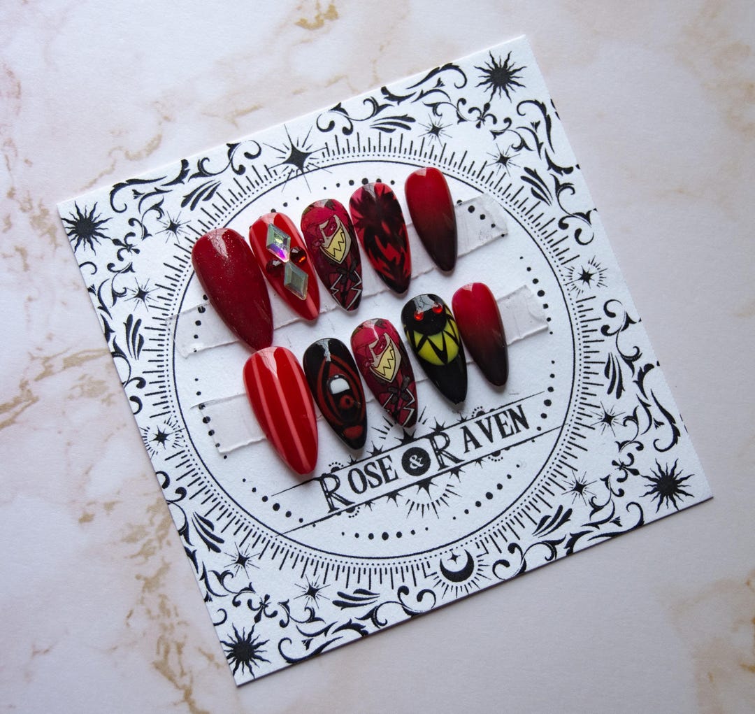 Conjunto Press On Nail Alastor Inspired - Etsy Portugal