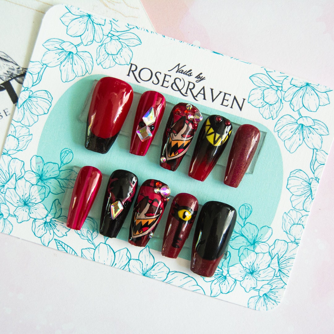 Press on Nail Set Hazbin Hotel Alastor Inspired - Etsy