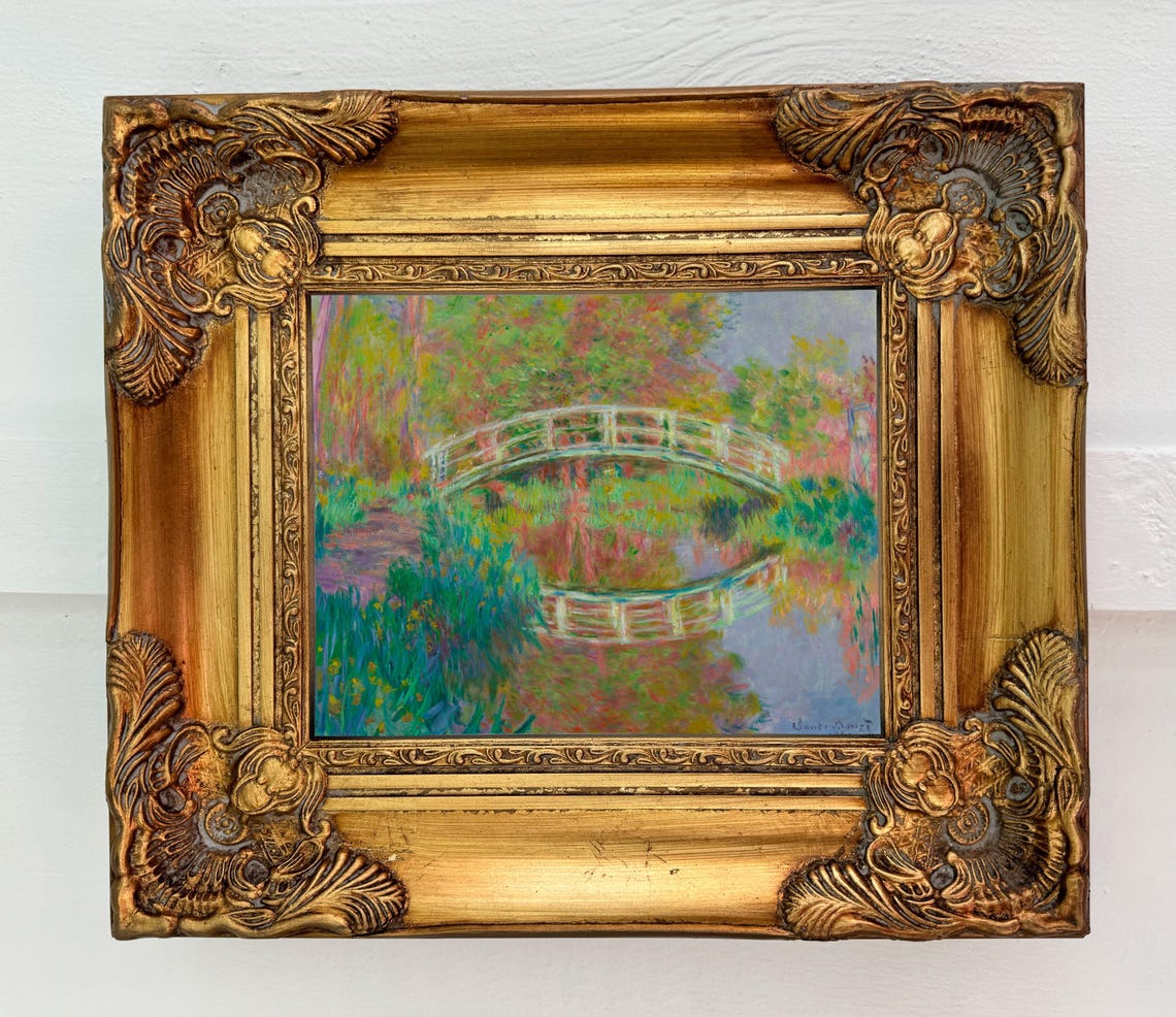 Claude Monet Japanese Foot Bridge Gold Ornate Frame Impressionist ...