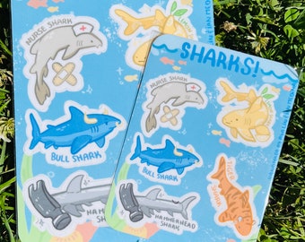 Shark Stickers, Vinyl Stickers, Sharks, Ocean Life, Plastic Free ...