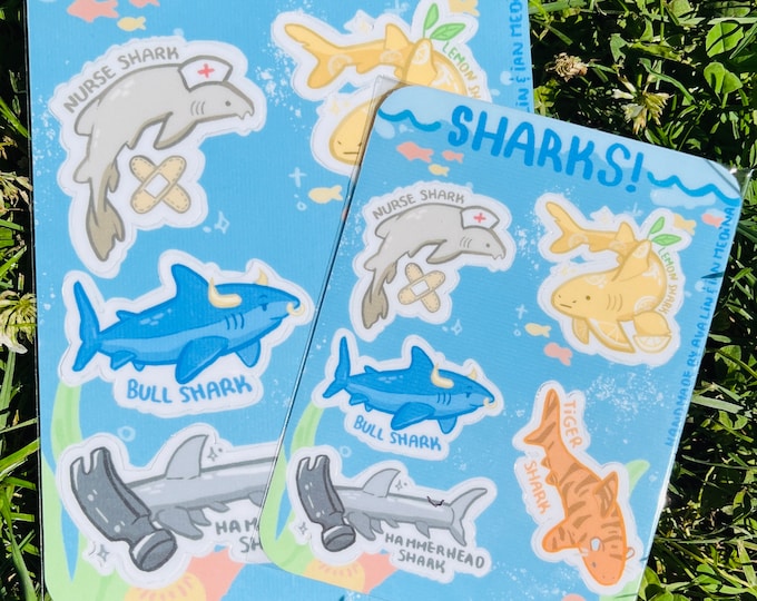 Shark Stickers, Vinyl Stickers, Sharks, Ocean Life, Plastic Free ...