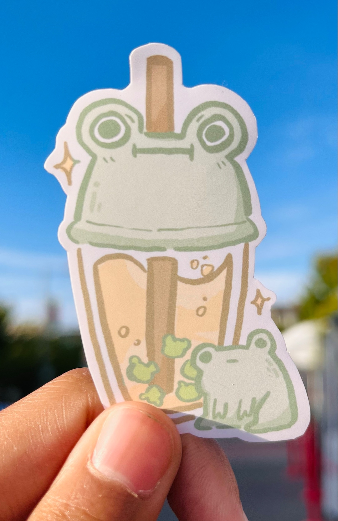Frog Boba Vinyl Sticker - Etsy