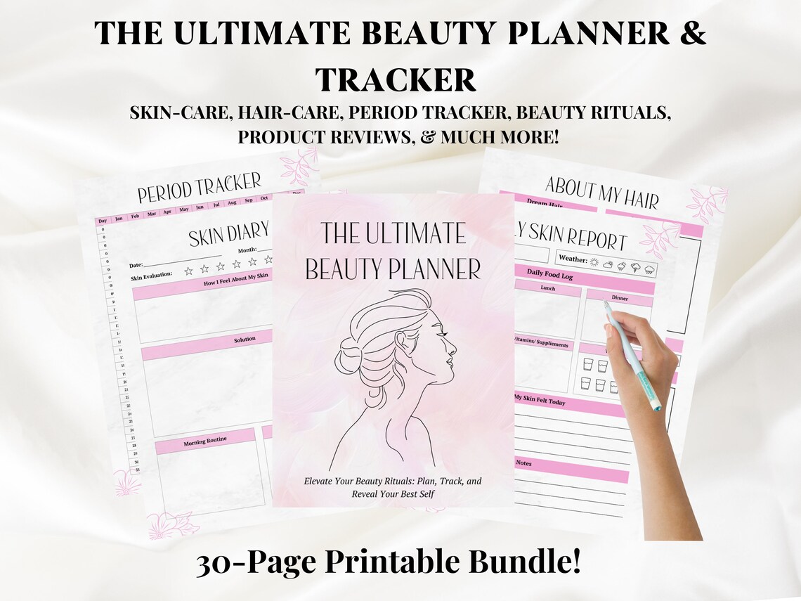 Printable Beauty Planner Skin-care Tracker Beauty Journal Woman ...