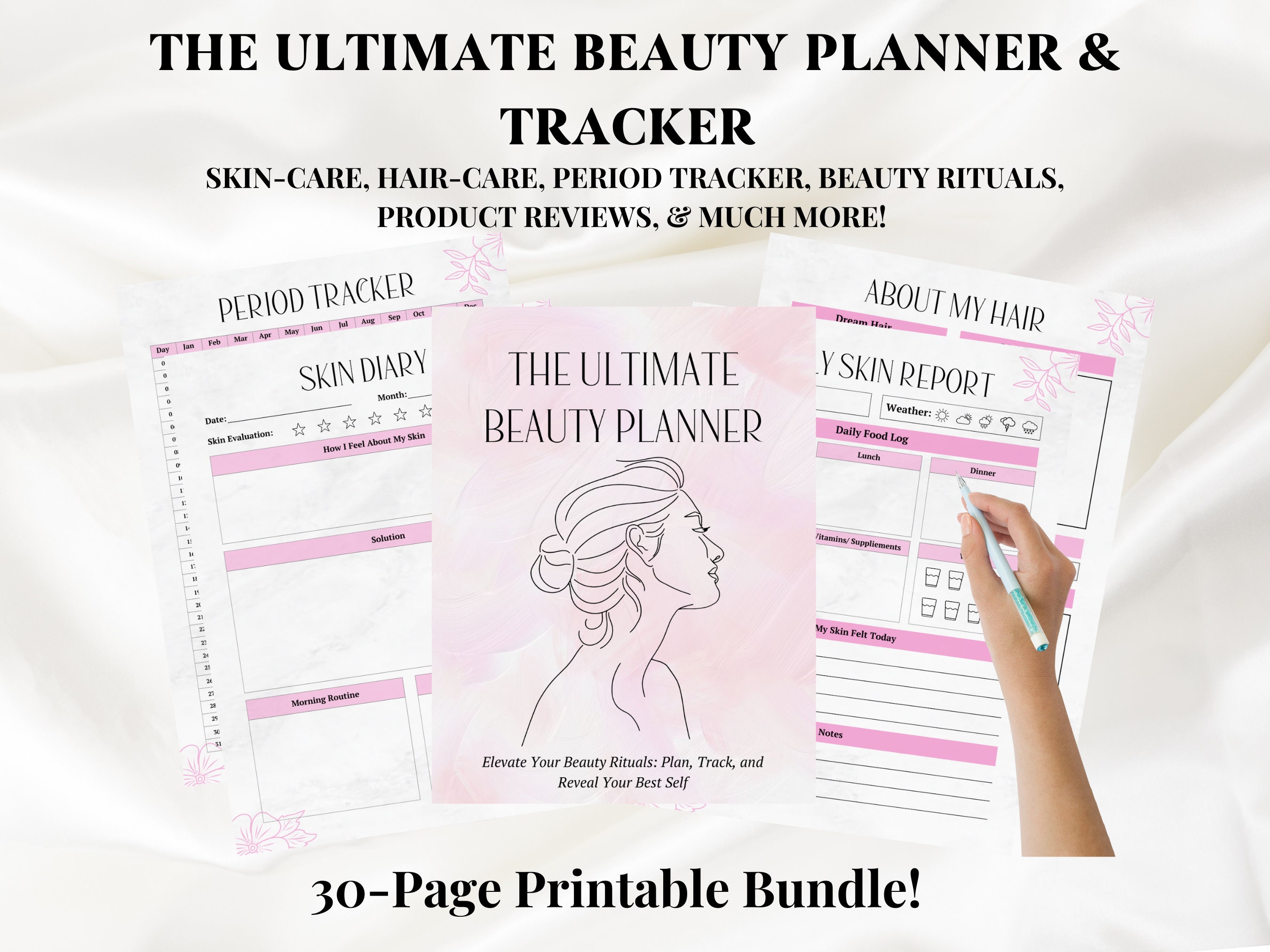 Printable Beauty Planner Skin-care Tracker Beauty Journal Woman ...