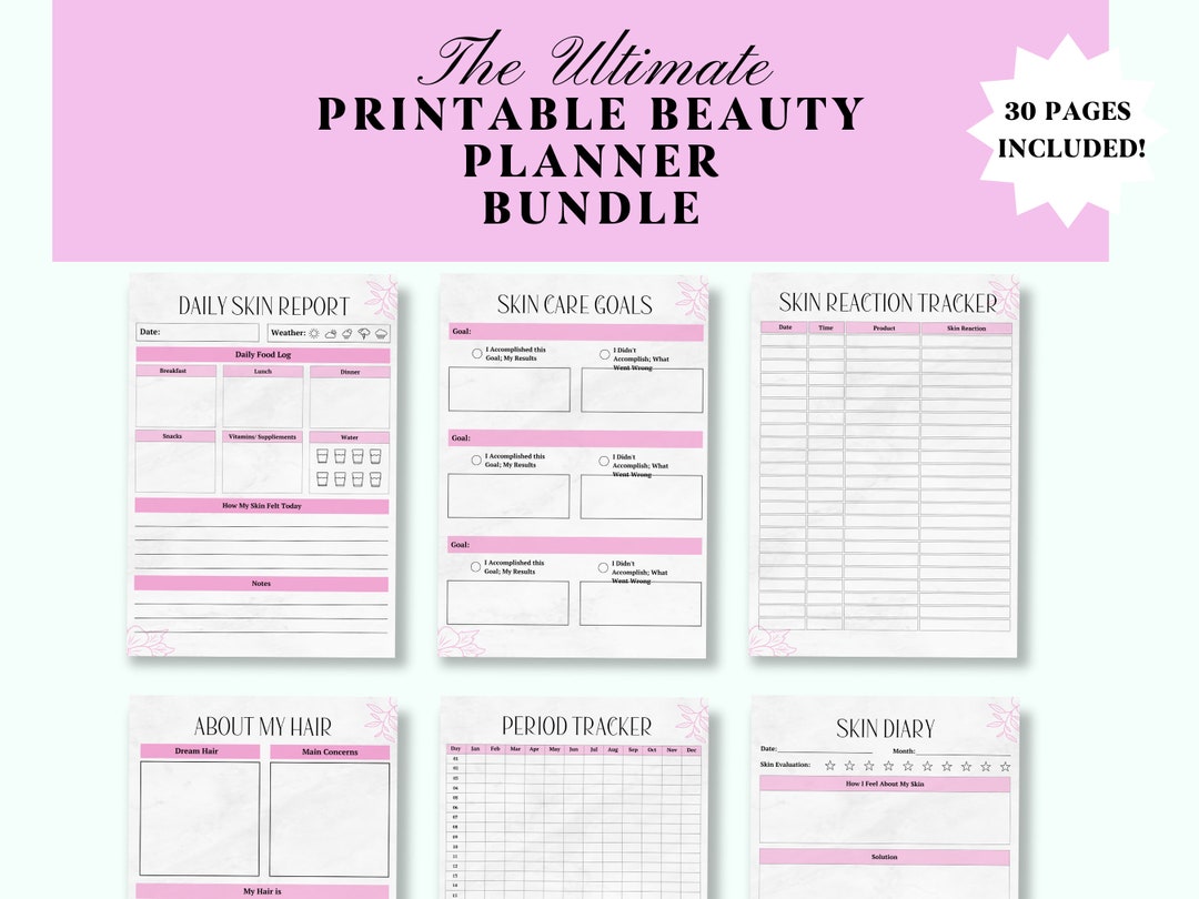Printable Beauty Planner Skin-care Tracker Beauty Journal Woman ...