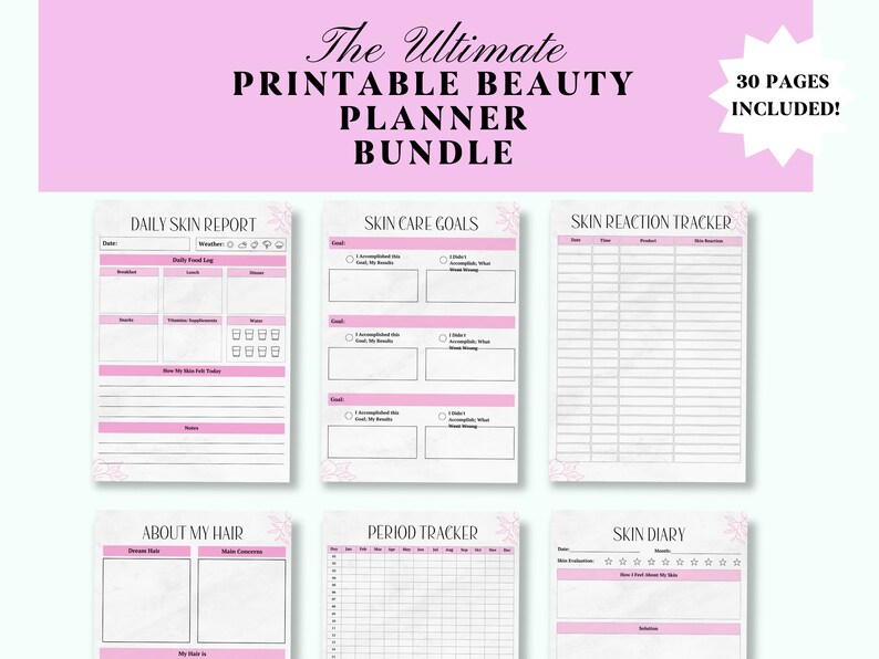Printable Beauty Planner Skin-care Tracker Beauty Journal - Etsy