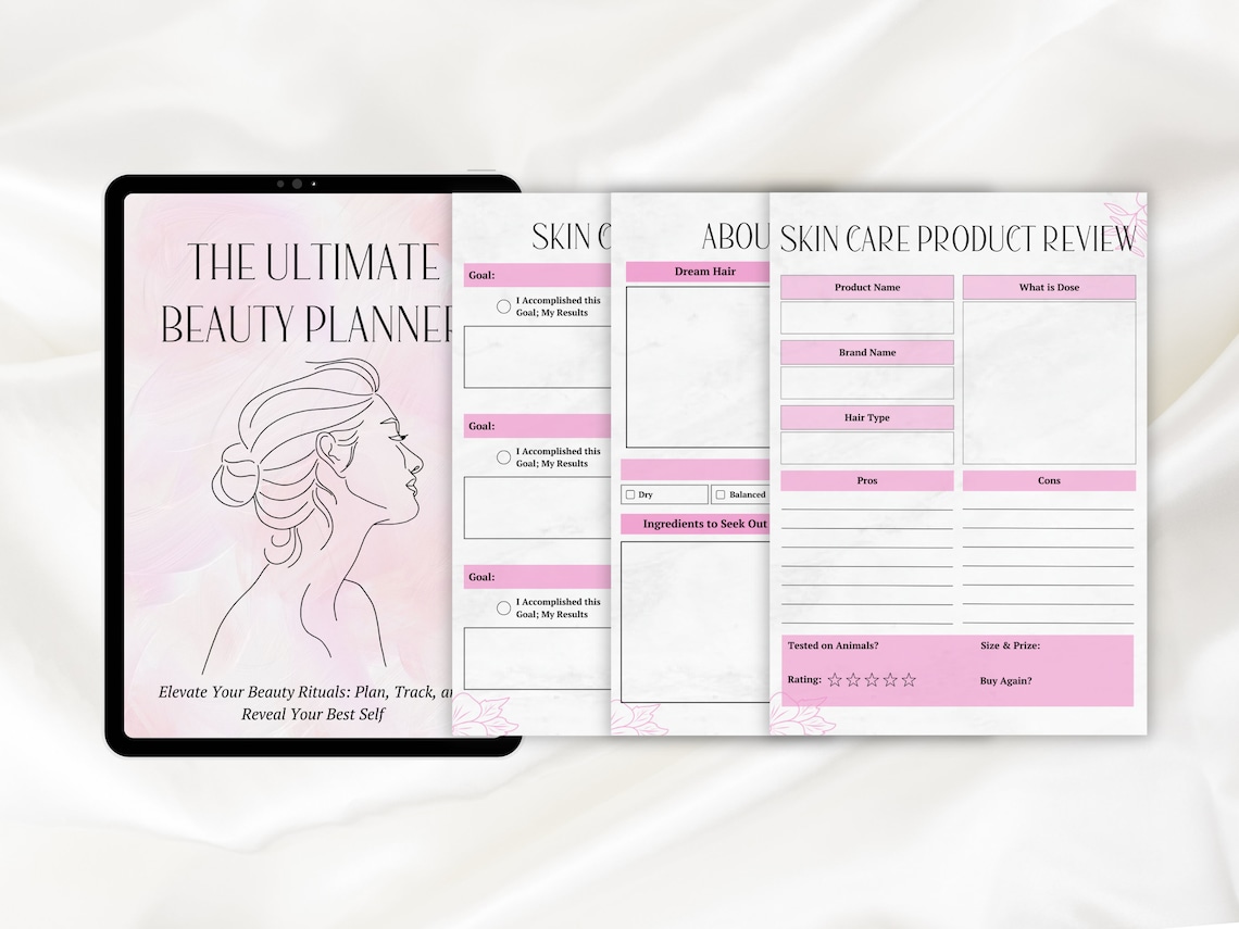 Printable Beauty Planner Skin-care Tracker Beauty Journal Woman ...